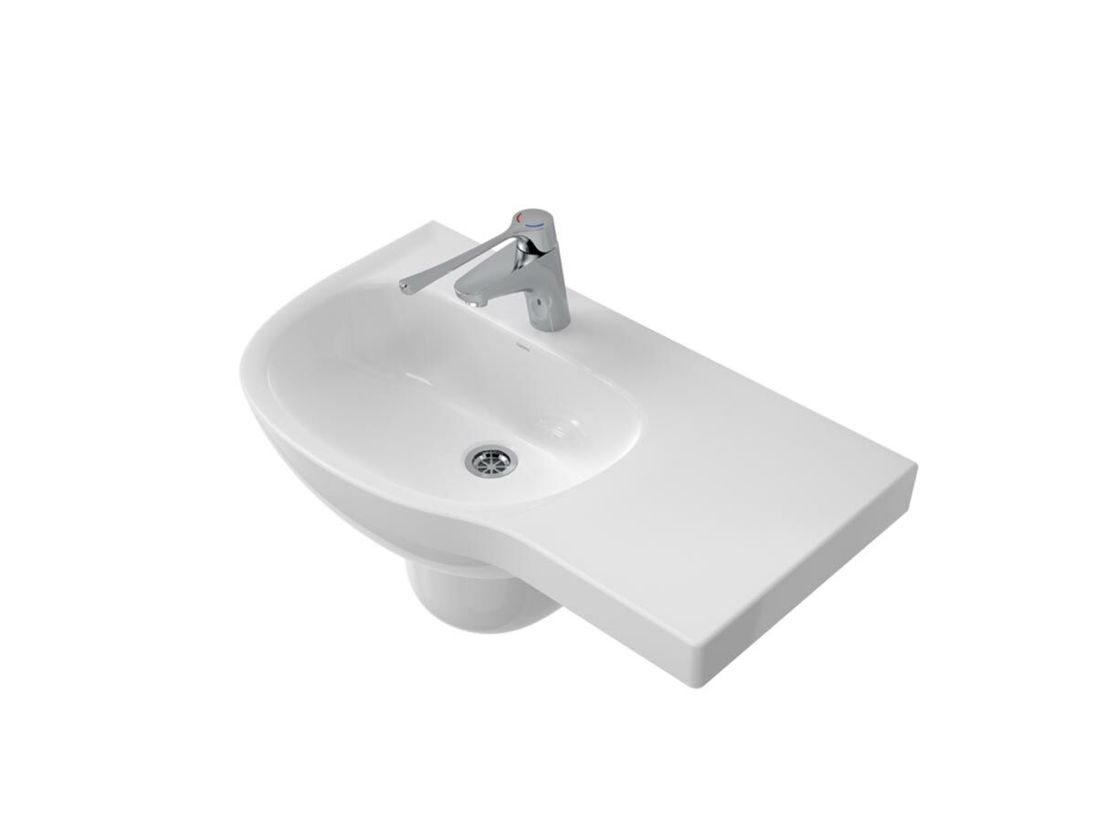 Caroma Care 700 Wall Basin Right Hand Shelf 1 Taphole No Overflow White ...