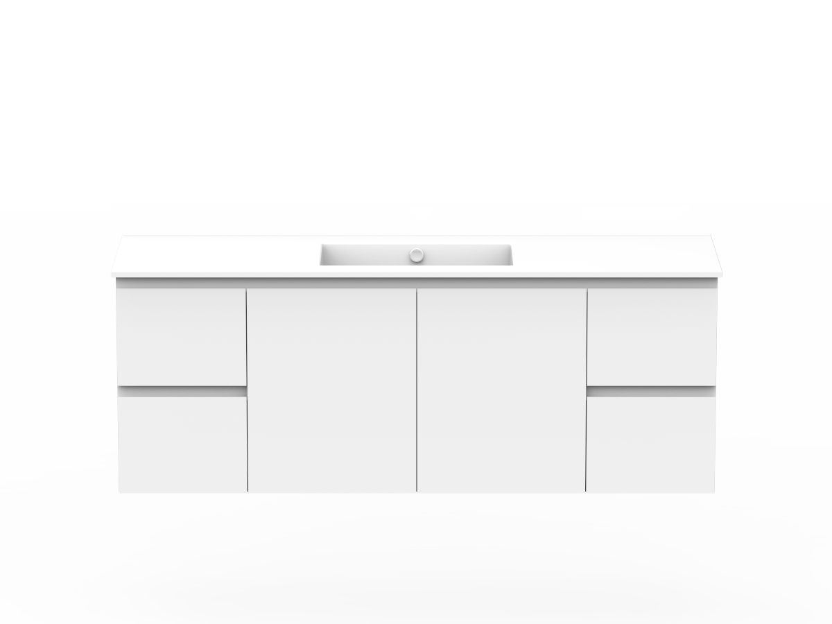 Posh Domaine 1500mm Wall Hung Vanity Unit Conventional Single Bowl Ceramic Top