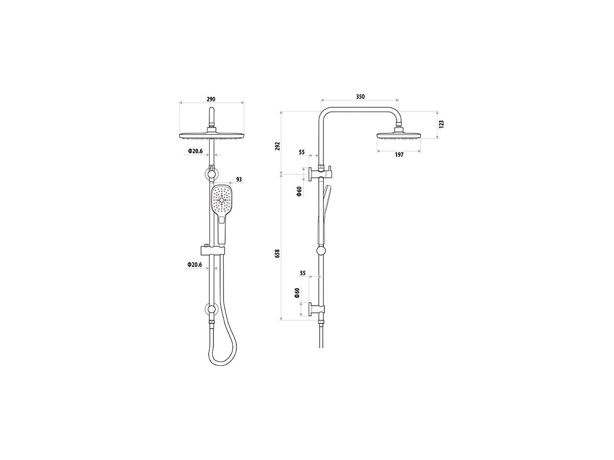 Huntingwood Twin Rail Shower Chrome (3 Star) from Reece