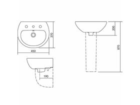 Stylus Venecia 450 Wall Basin 1 Taphole Caroma White from Reece