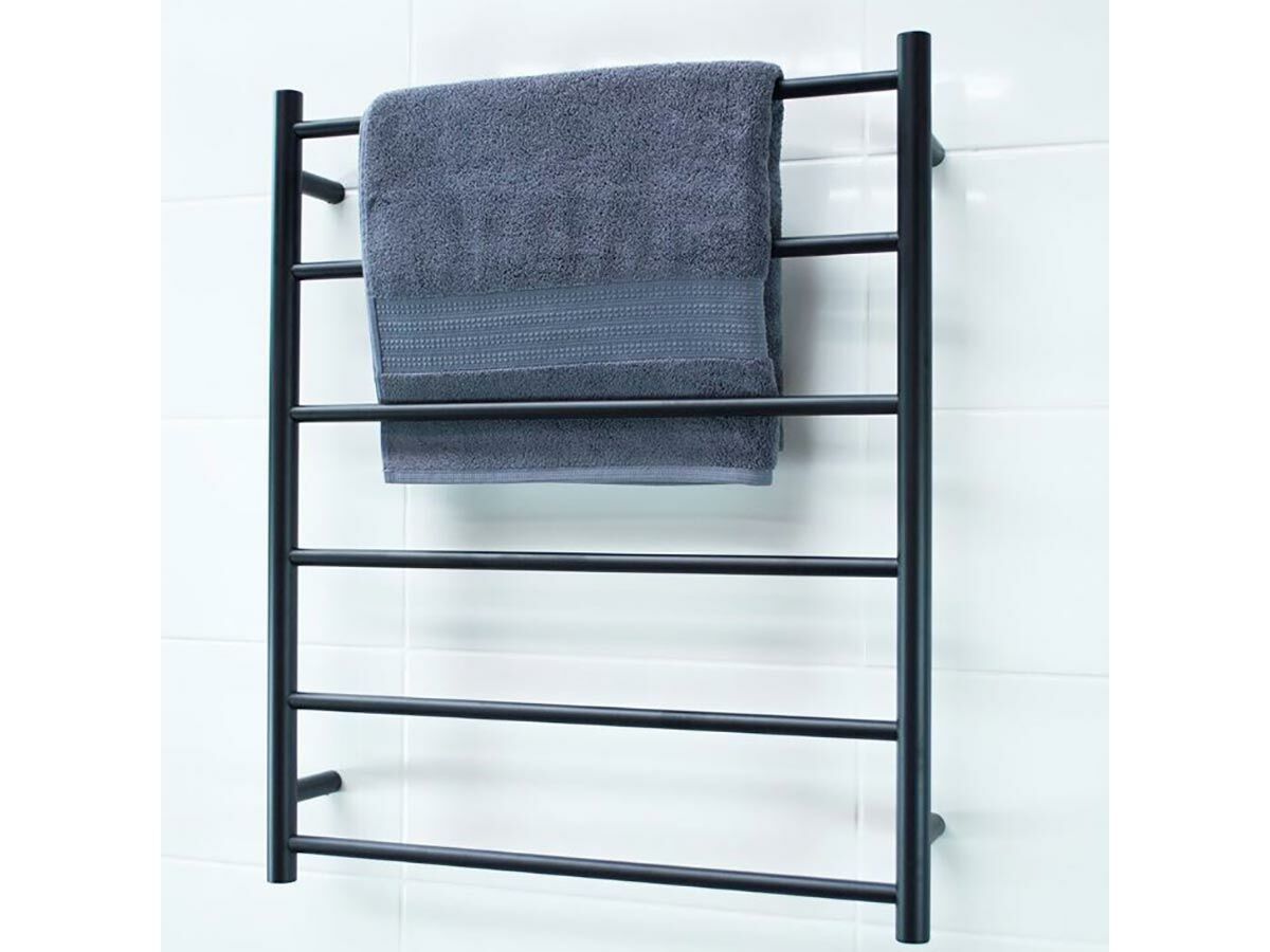 Radiant Non Heated Towel Rail BLKTR01 Round 700x800 from Reece