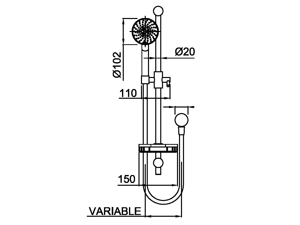 Posh Solus MK2 5 Function All Brass Rail Shower Kit Chrome (3 Star ...
