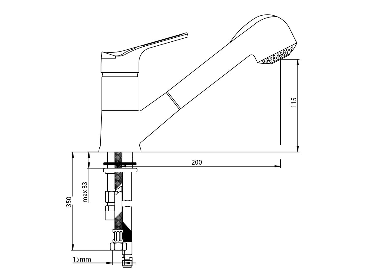 Posh Solus Sink Mixer Tap with Pull Out Spray 200mm Chrome (4 Star ...