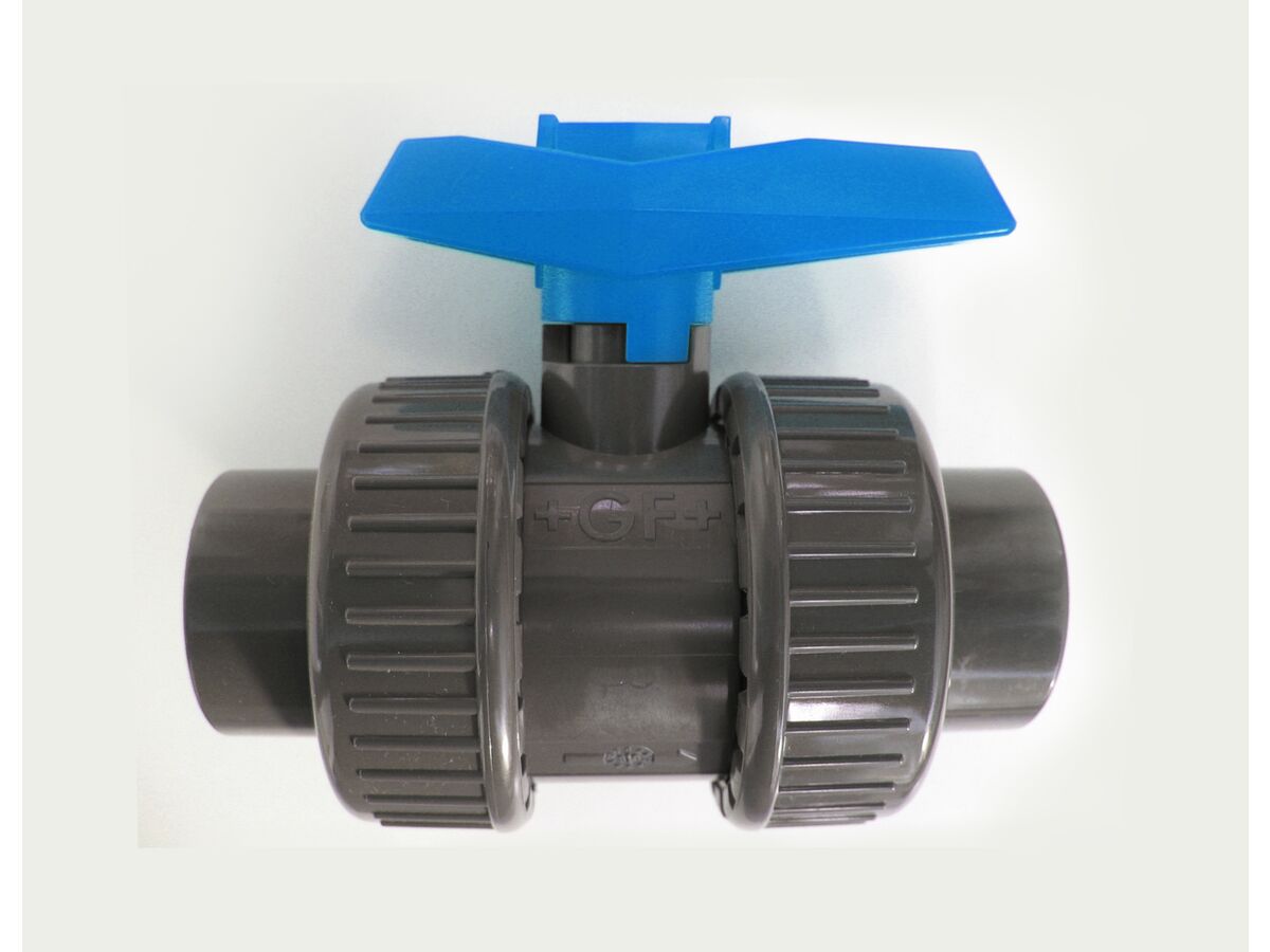 Schedule 80 PVC-U Double Union Ball Valve (Plain Female x Plain Female) EPDM Seal 15mm ASTM US ...