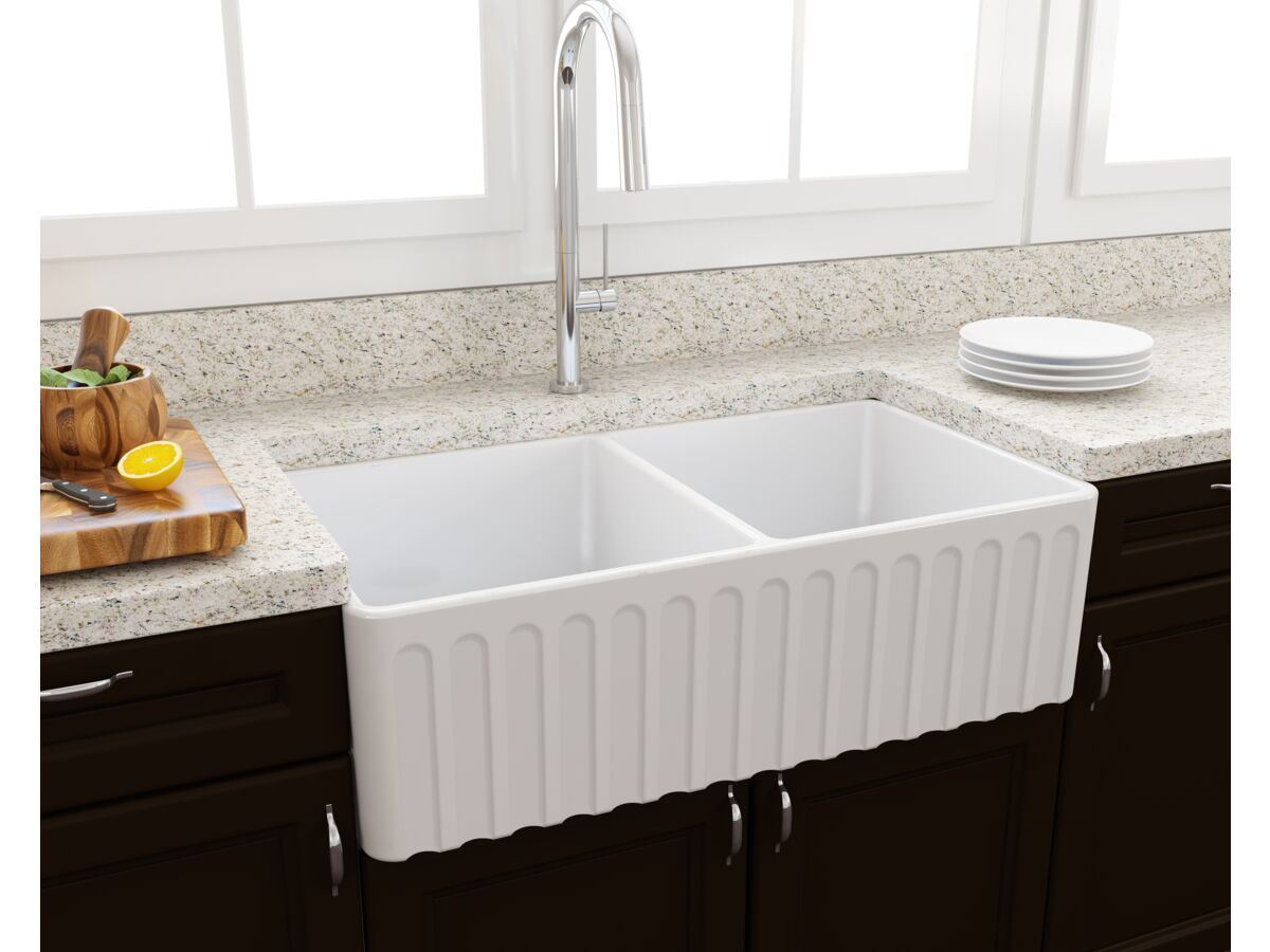 Turner Hastings Novi Double Bowl Fine Fireclay Butler Sink - Double ...