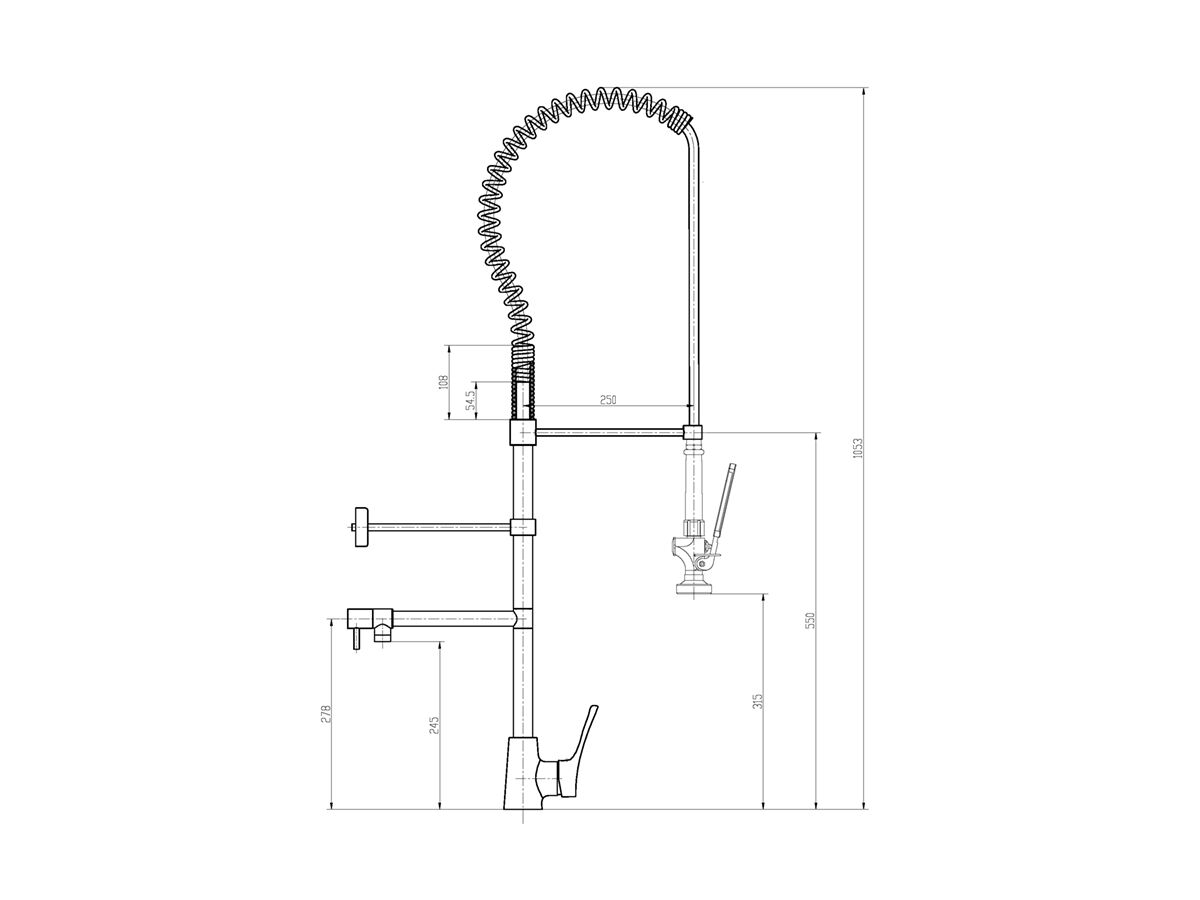 Gentec Jetflo Pre Rinse Unit Hob Mounted Hot & Cold Mixer Tap with Pot ...