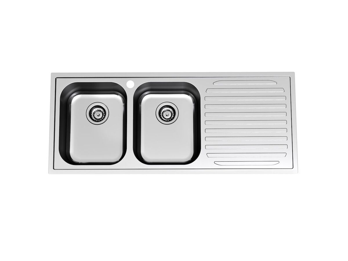 Clark Monaco Double End Left Hand Bowl Sink 1200 One Taphole with Waste ...