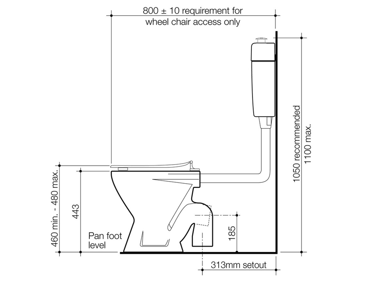 Caroma Care 100 Bottom Inlet Toilet Suite S Trap with Caravelle Single ...