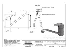 Ram Tapware Elan Single Lever Sink Mixer Tap 220mm Chrome (4 Star) from ...