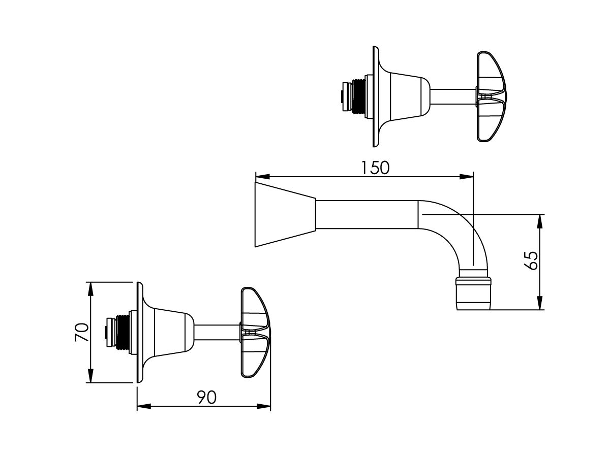 Enware Vandal Proof Bath Set Capstan Handle Chrome (3 Star) from Reece