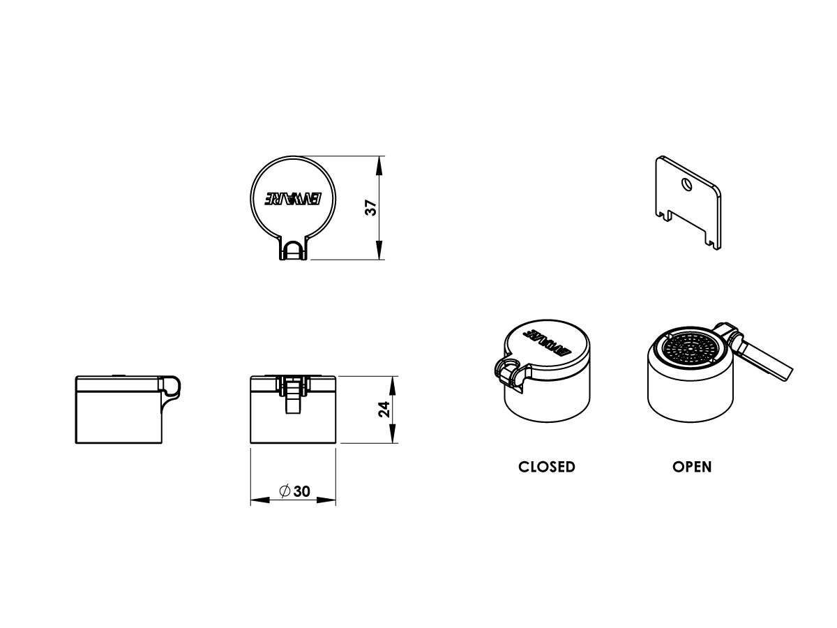 Enware Eyewash Aerator Housing and Dust Cover Pair with 2 Outlets and ...