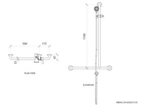 RBA Shower T Rail Slider Hand Set & Hose Right Hand Stainless Steel ...