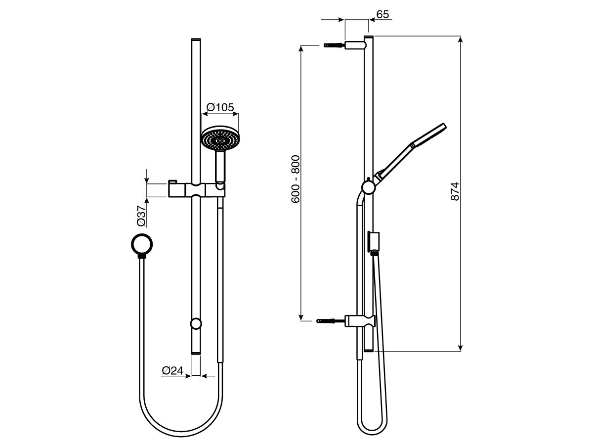 Nikles Pure Rail Shower with 105mm Handpiece Chrome (3 Star) from Reece