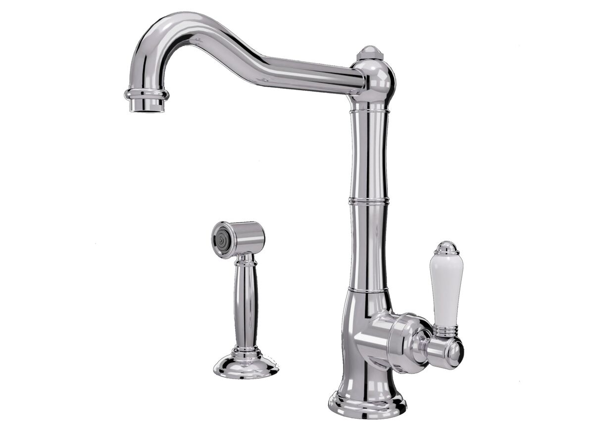 Nicolazzi Adore Swivel Sink Mixer Tapwith Pull Out Spray Chrome Ceramic ...