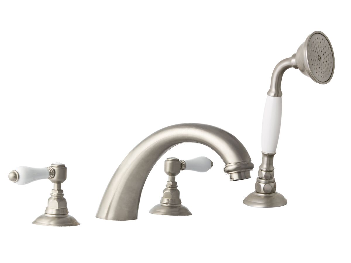 Nicolazzi Adore Hob Bath set with Handshower Satin Nickel Chrome from Reece