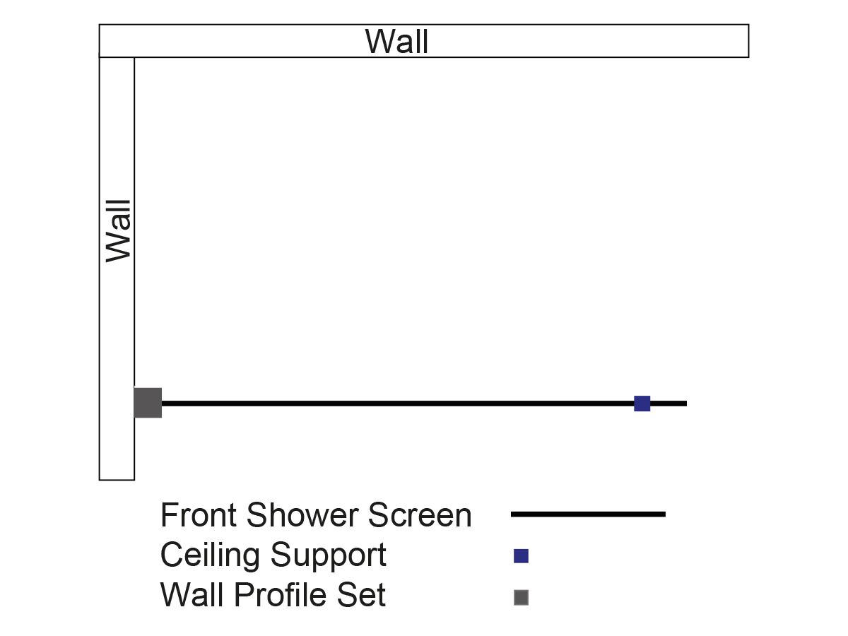 Kado Lux Fixed Shower Screen Panel and Ceiling Support 1200mm Chrome ...