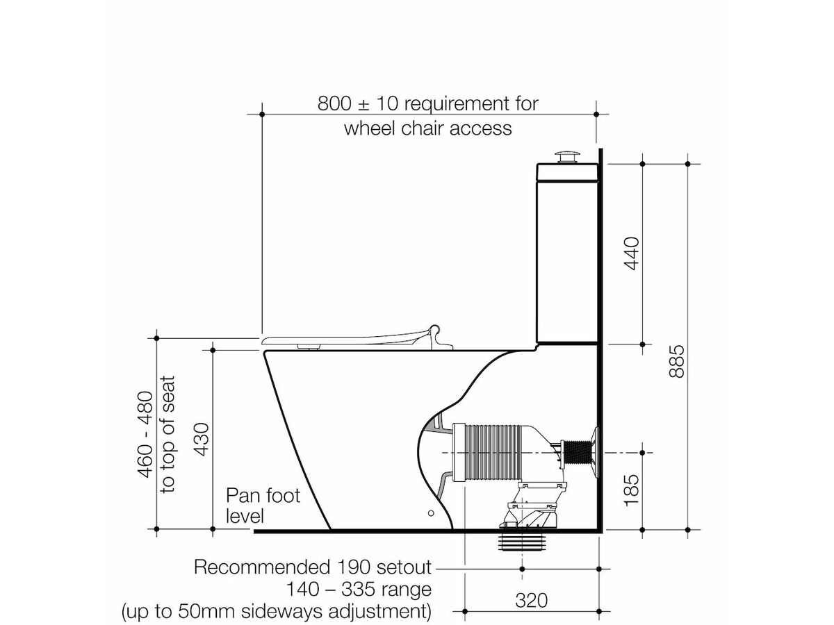 Caroma Care 800 Cleanflush Wall Faced Close Coupled Back Entry ...