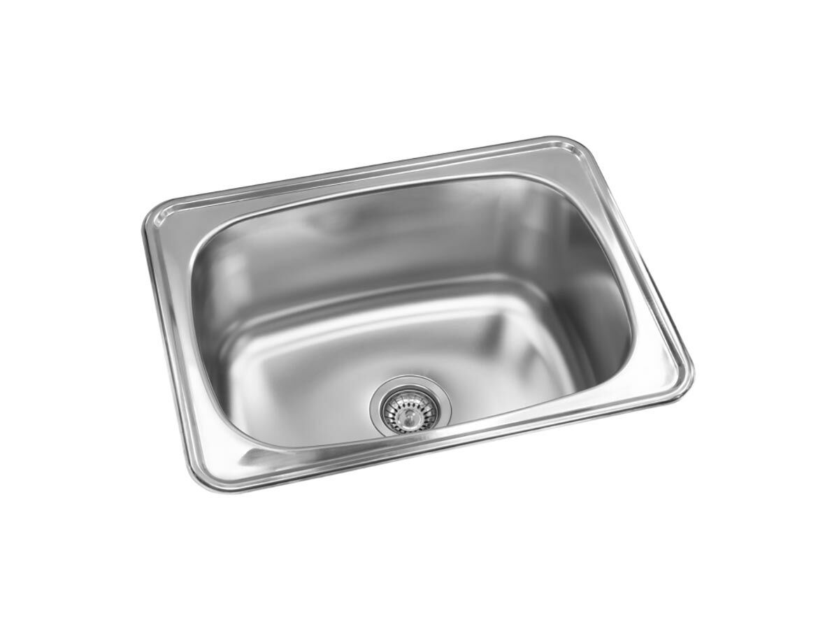 Milena 45 Inset Tub with Laundry Lid No Taphole Stainless Steel from Reece