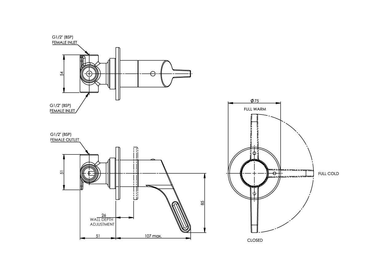 Leva 80mm Inwall Sequential Mixer Tap from Reece