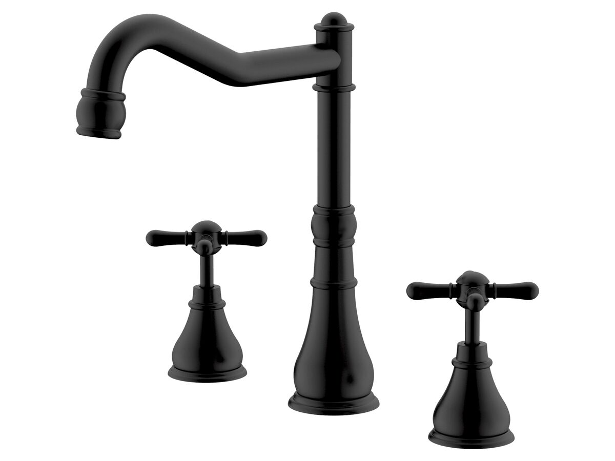 Milli Voir Hob English Sink / Spa Set Cross Handles Matte Black (4 star ...