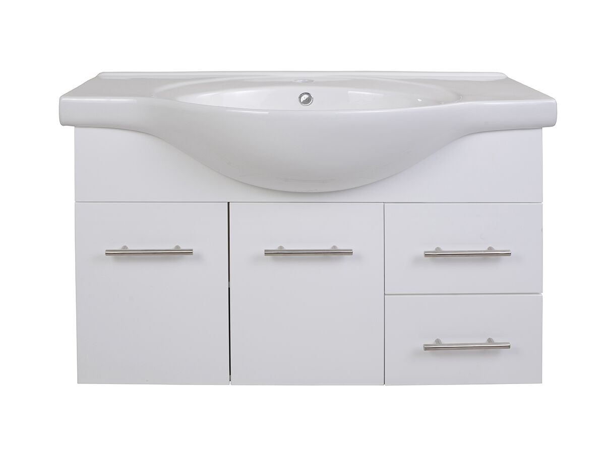 Posh Dominique MK2 900mm Wall Hung Vanity Unit Semi Recessed 1 Taphole ...