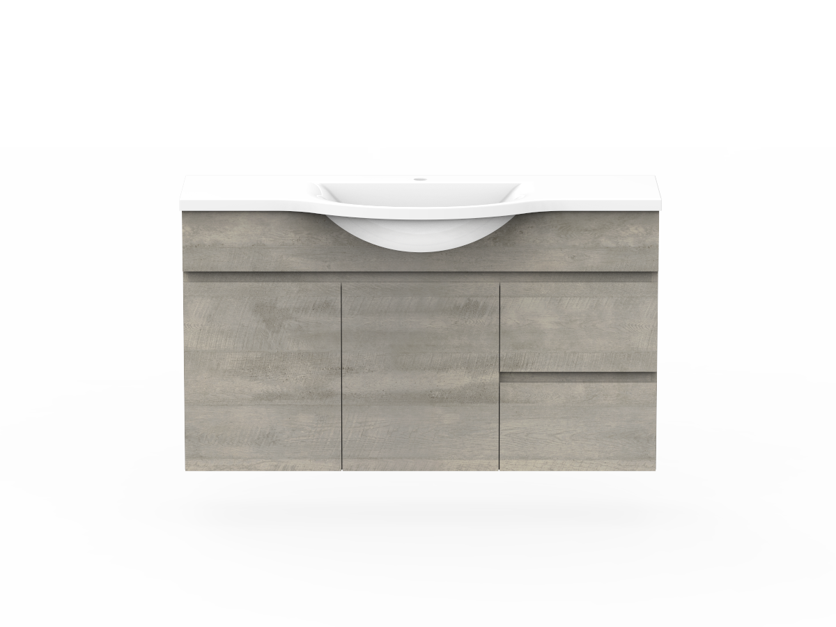 Posh Domaine Semi-Recessed 1200mm Wall Hung Vanity Centre Basin Cast ...