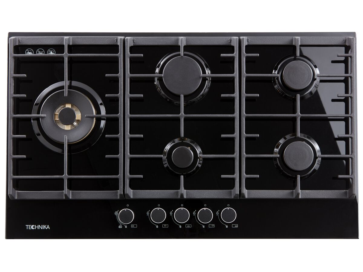 Technika TGC9GLBK 90cm Gas Cooktop with Wok Black Glass from Reece
