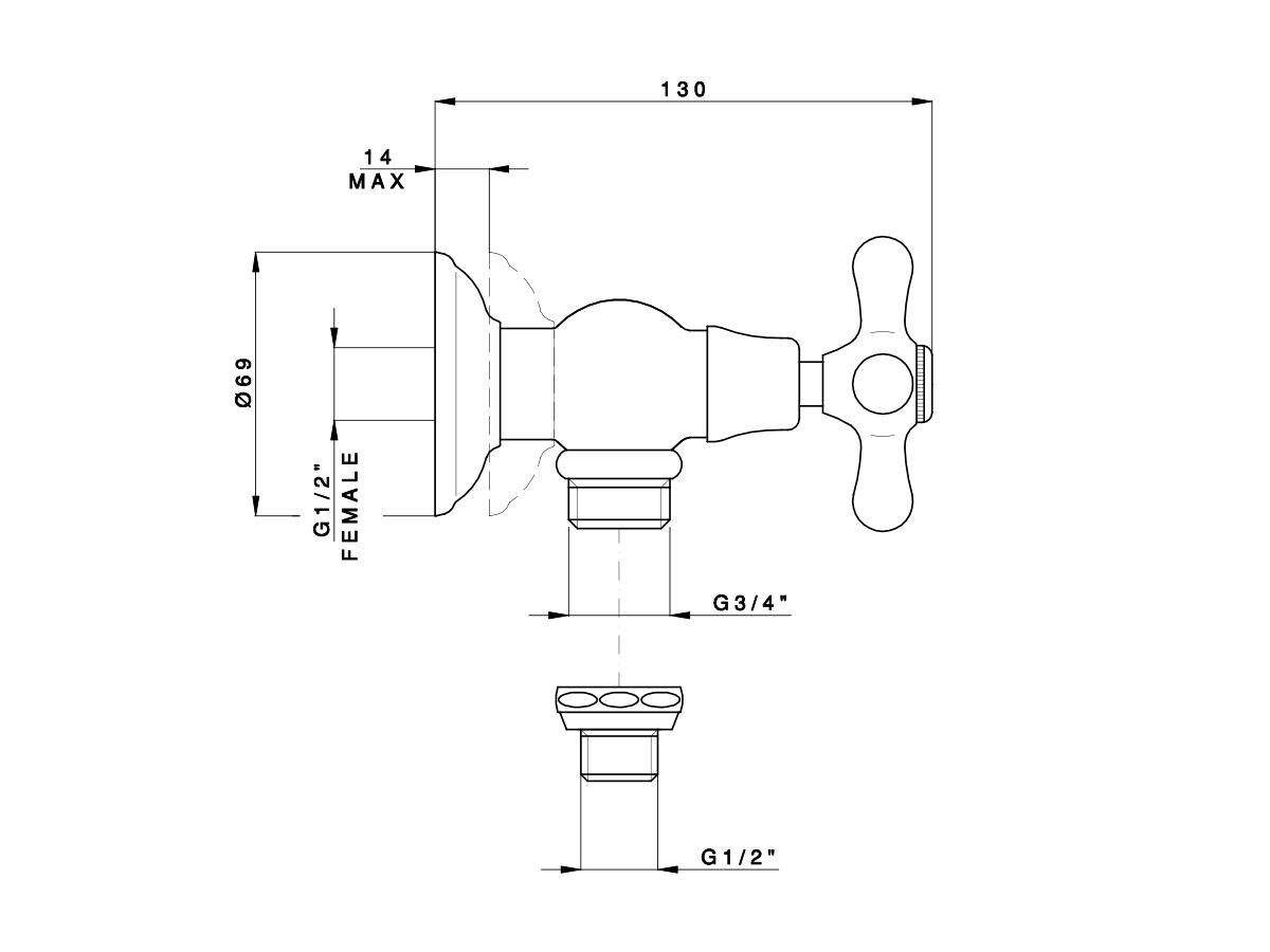 Nicolazzi Classic Provincial Wall Top Assembly Chrome from Reece