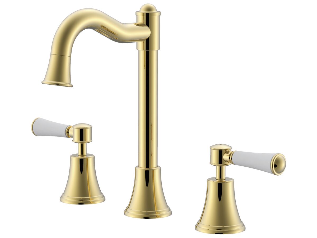 Posh Canterbury English Basin Set Swivel Outlet Lever P Handles Brass ...