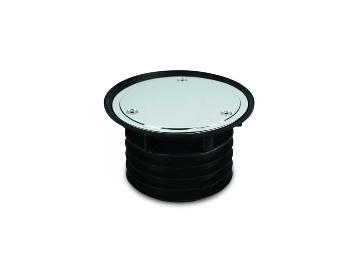 Vinyl Floor Waste Round Flexifin Solid DWV Chrome 80mm from Reece