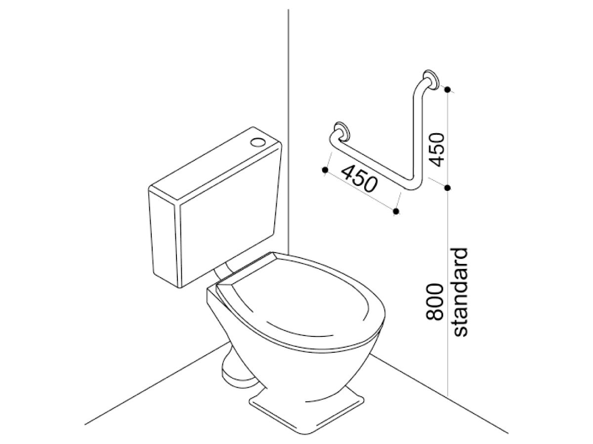 Grab Rail Pair Ambulant Left Hand & Right Hand L Shape 450mm x 450mm ...