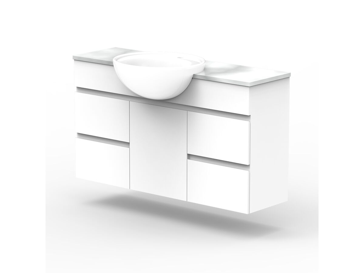 ADP Essence MKII 1200mm Wall Hung Vanity Unit Semi-Recessed 1 Door 4 ...