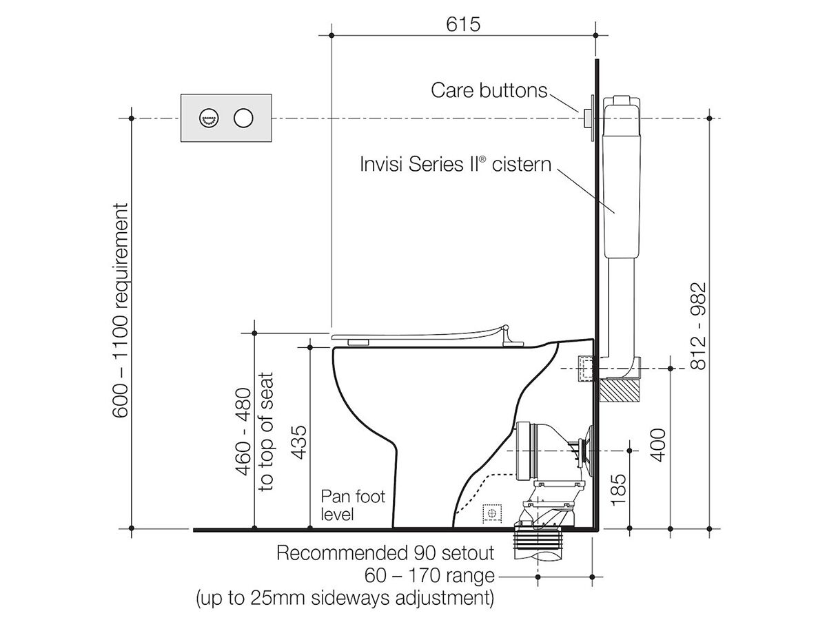 Caroma Leda Care Invisi II Wall Faced Toilet Suite with Caravelle ...