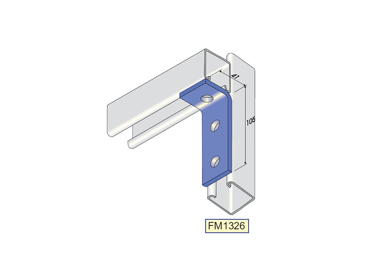 Channel Angle Bracket 90 Degrees Double Hole (FM1326) with M14 Holes ...