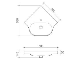 Caroma Opal Sole Corner Wall Basin without Overflow 1 Taphole White ...