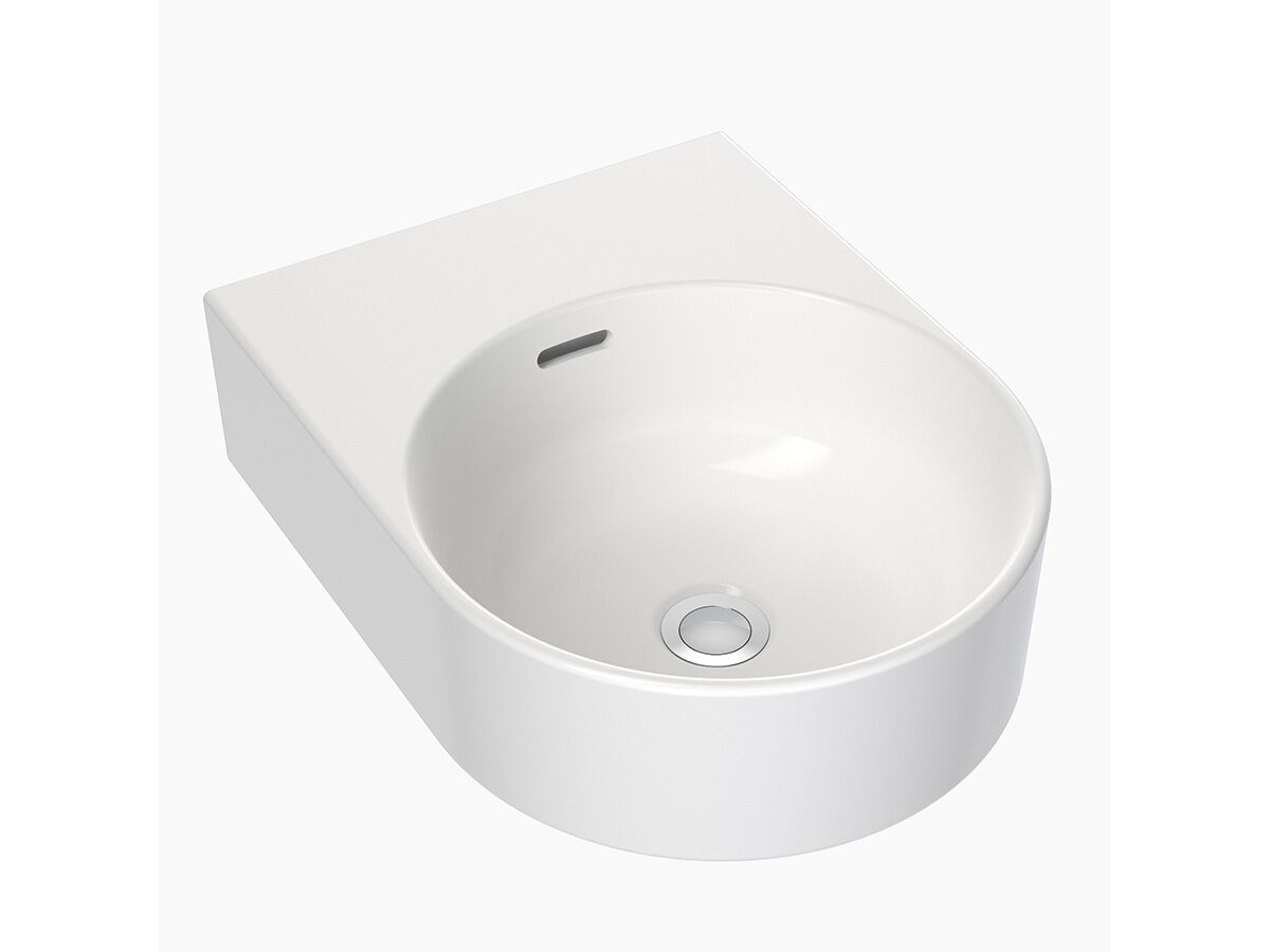 Clark Round Wall Basin with Overflow No Taphole including Chrome Pop-Up ...