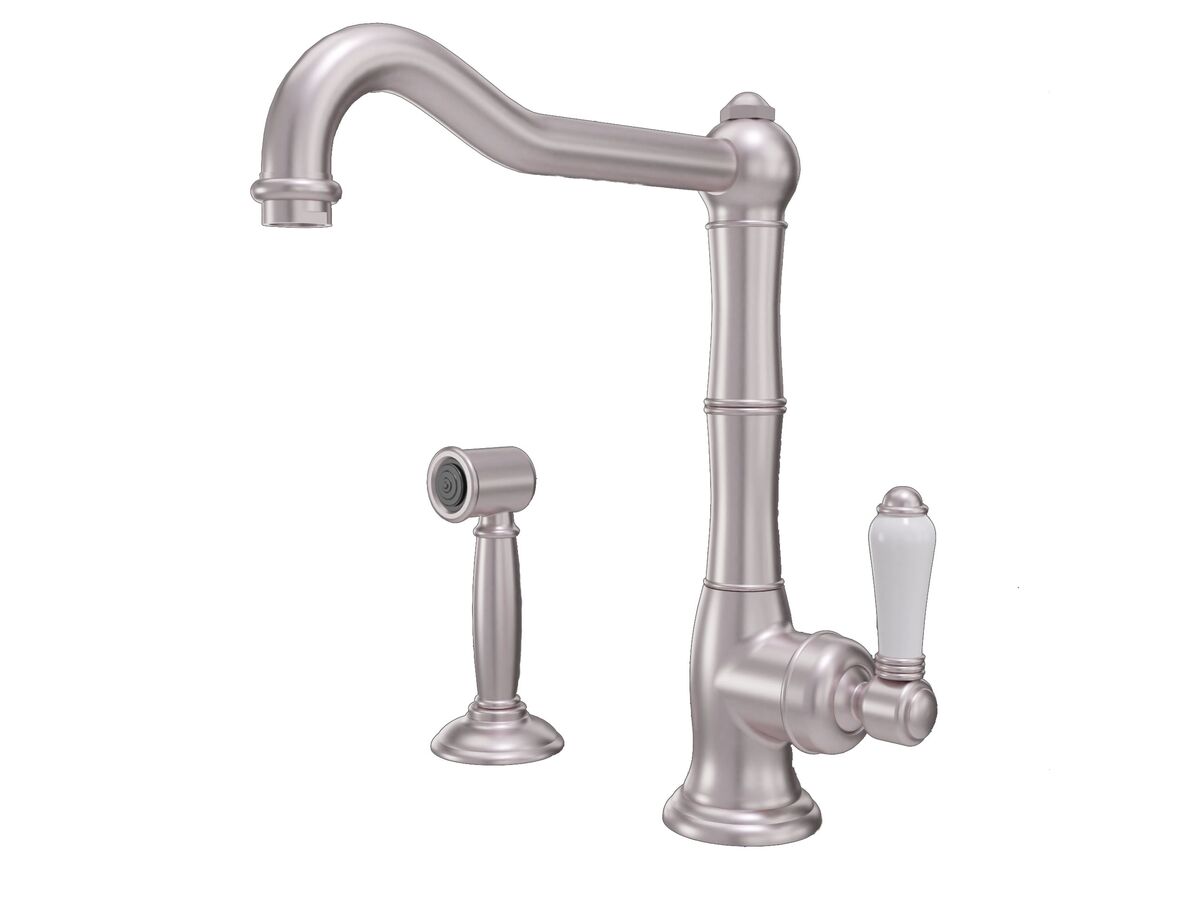 Nicolazzi Adore Swivel Sink Mixer Tapwith Pull Out Spray Satin Nickel ...