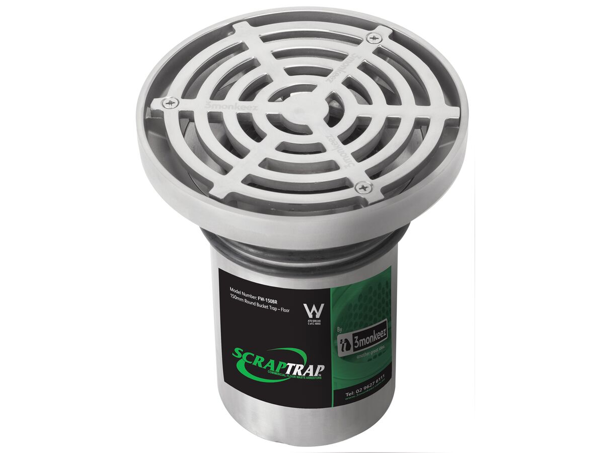 Round 150mm Grate Bucket Trap Push-In PVC 100mm from Reece