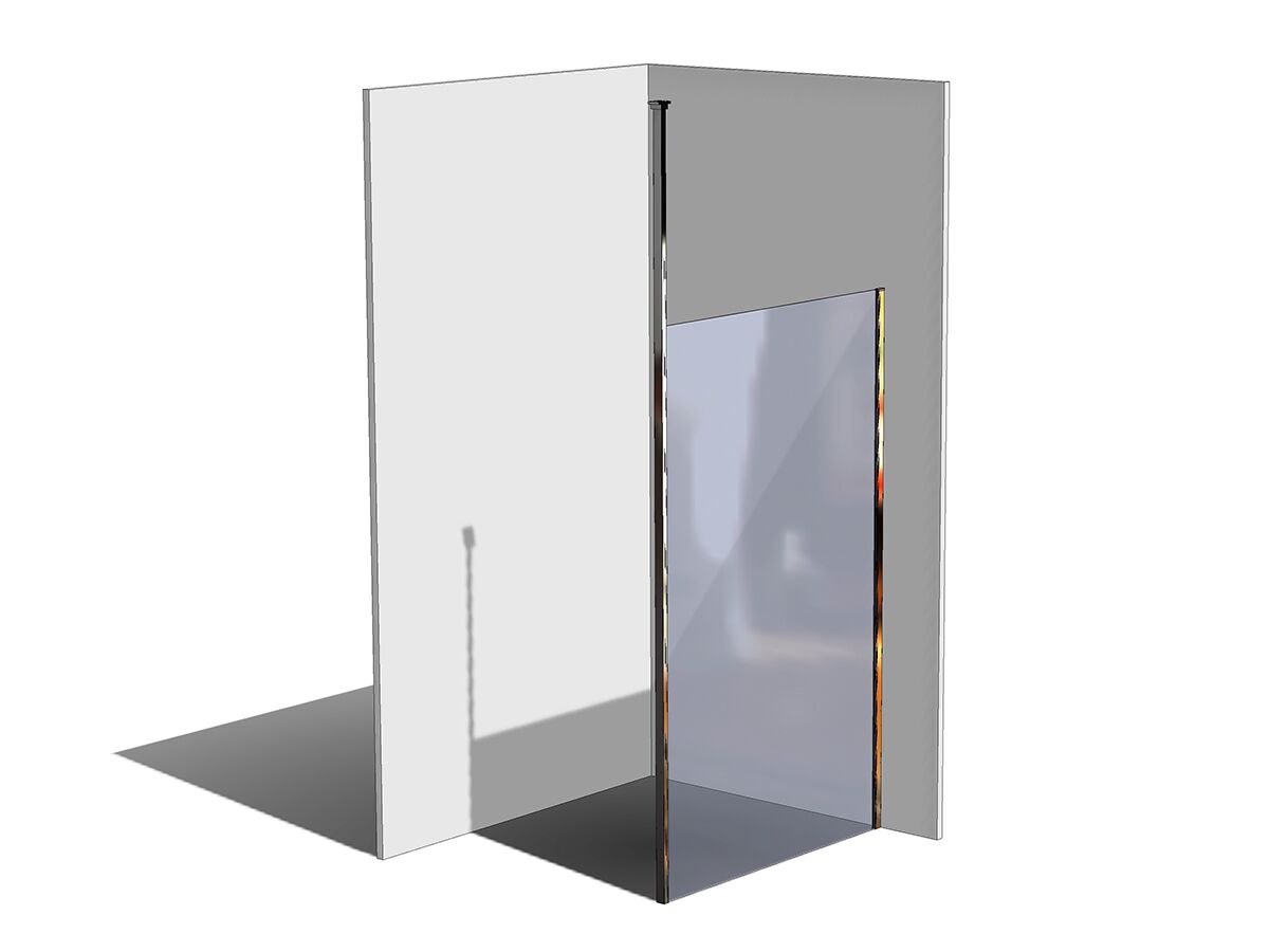 Kado Lux Fixed Shower Screen Panel and Ceiling Support 1200mm Chrome ...