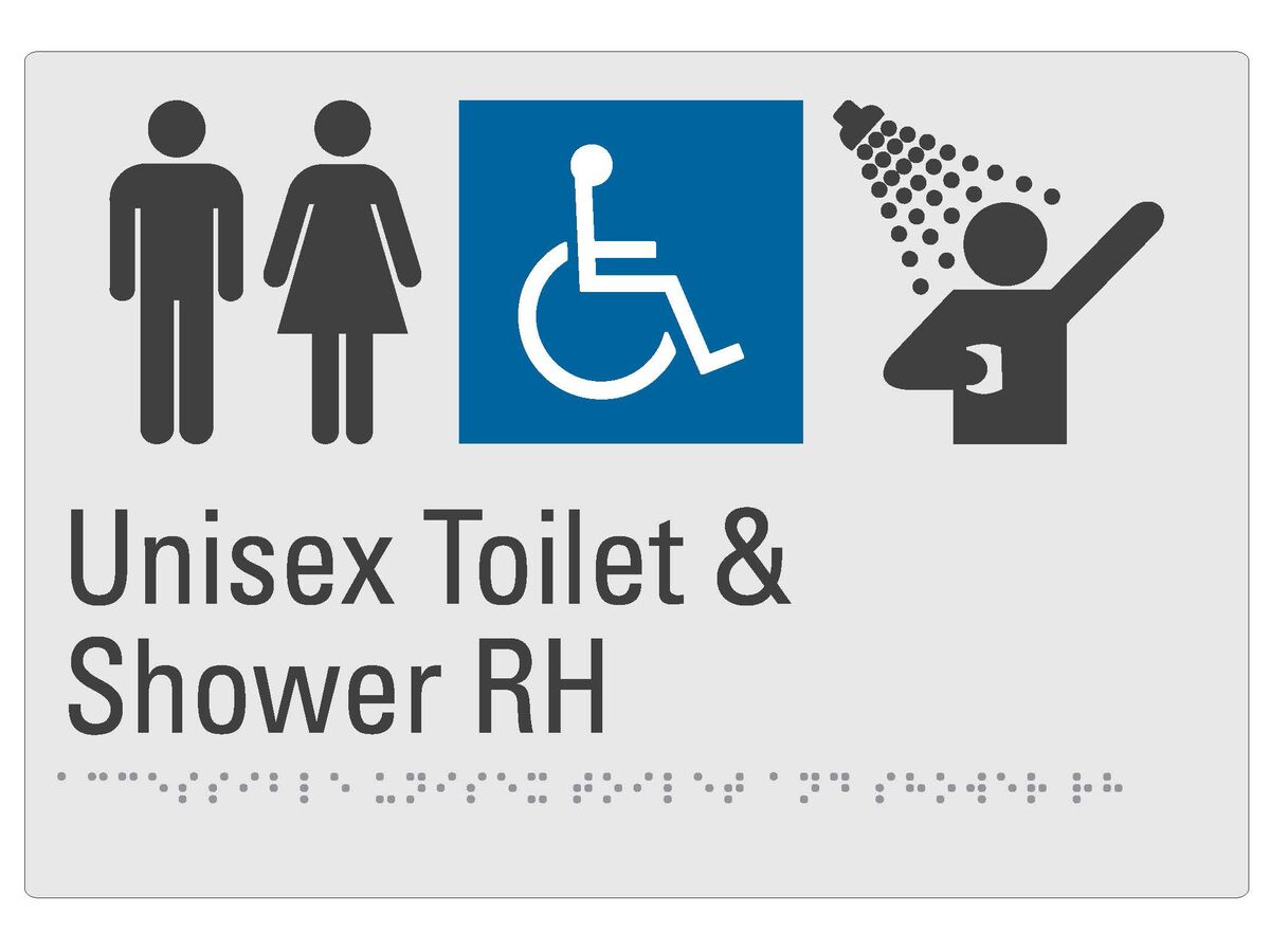 Budget Unisex Access WC Shower Sign Right Handed from Reece