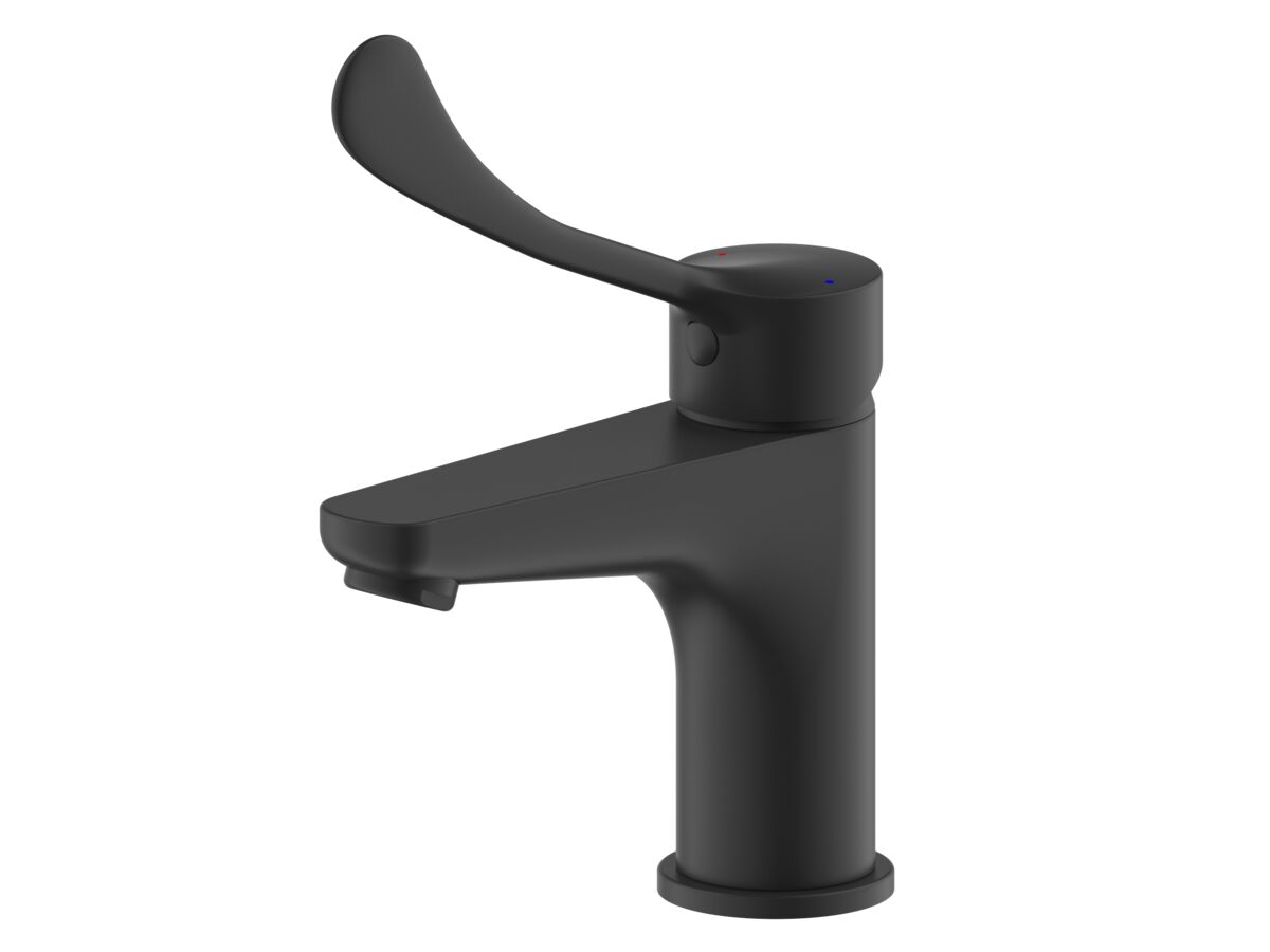 Posh Solus Basin Mixer with Extended Lever Matte Black (5 Star) Lead ...