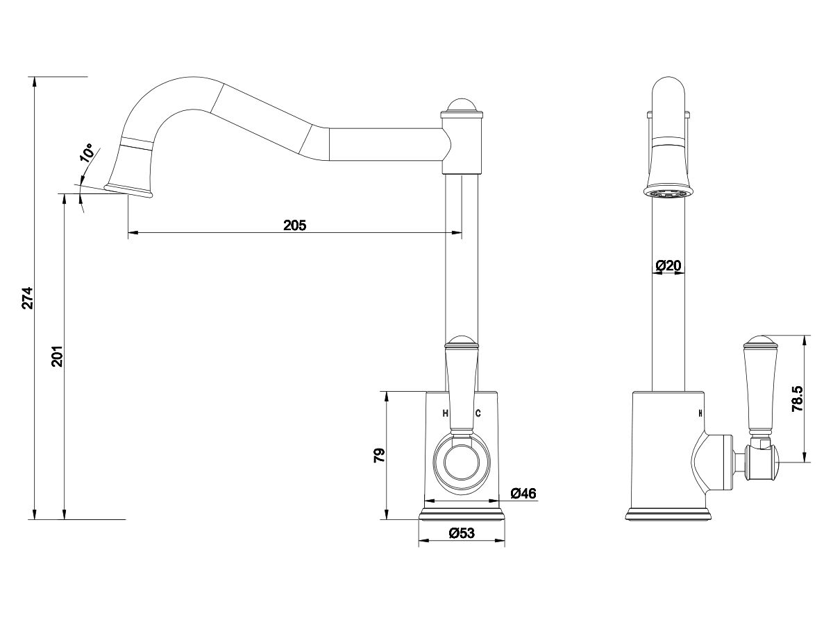 Posh Canterbury English Sink Mixer Tap Small Chrome (4 Star) from Reece