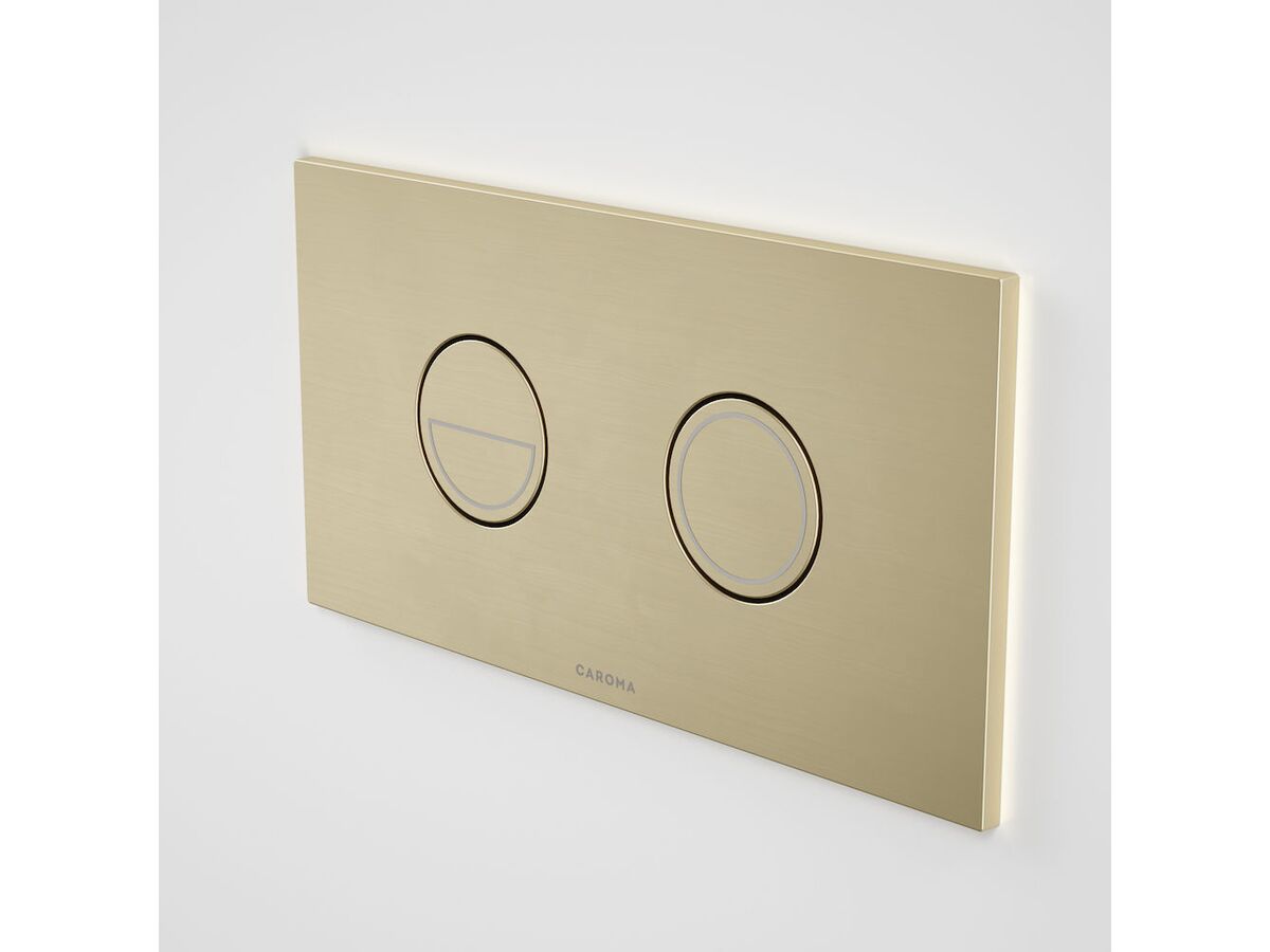 Caroma Invisi II Round Dual Flush Plate & Buttons Brushed Brass from Reece