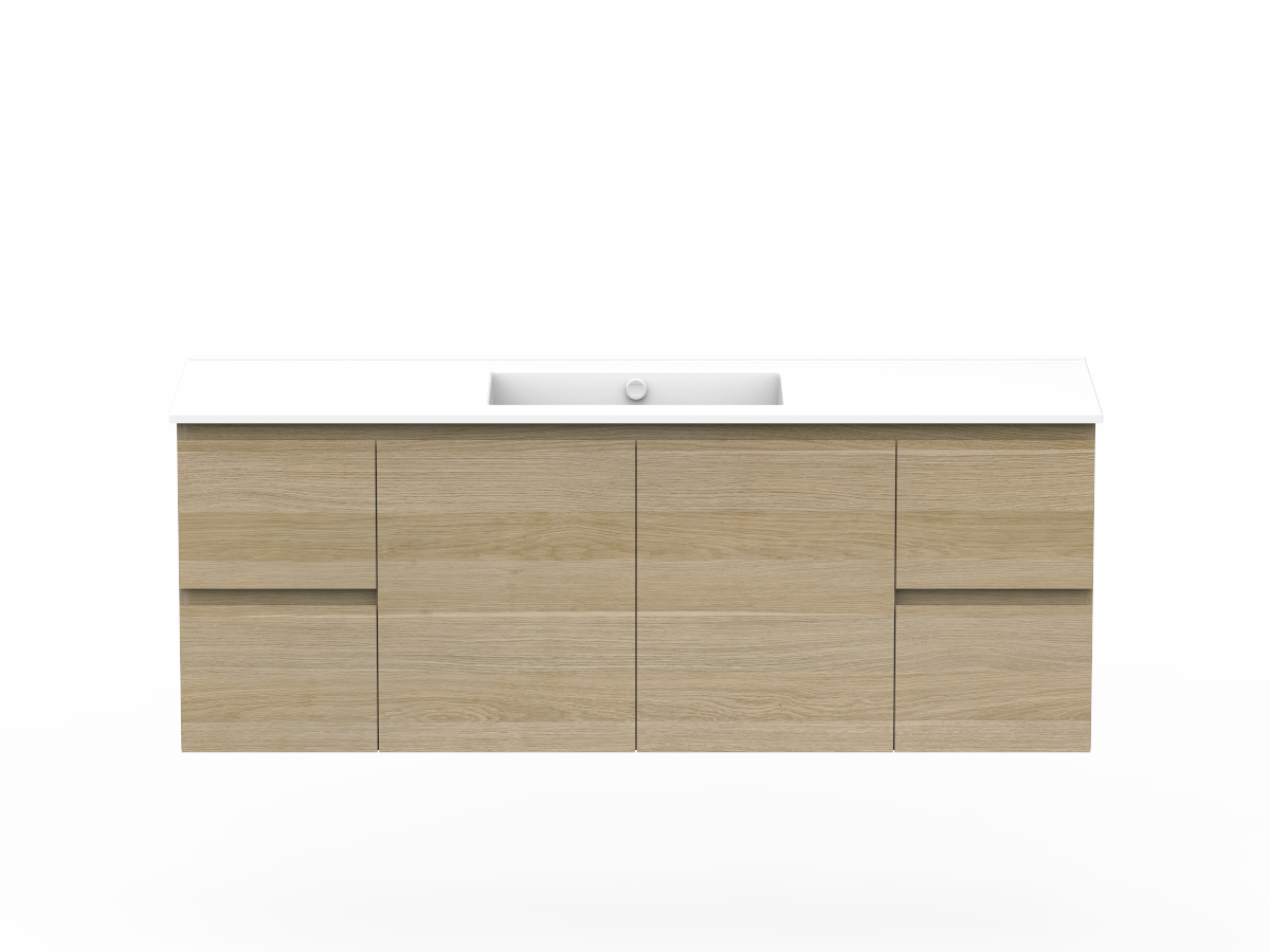 Posh Domaine Plus 1500mm Wall Hung Vanity Unit Conventional Single Bowl Ceramic Top