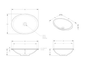 Sincerity 500 x 370 Undercounter/Inset Basin Matte White from Reece