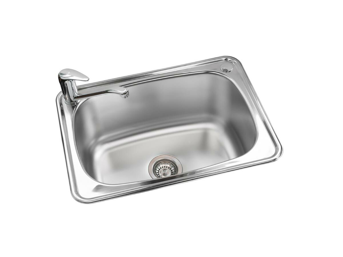 Milena 45 Inset Tub with Laundry Lid 2 Taphole Stainless Steel from Reece