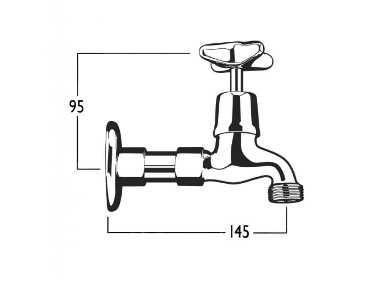 Bellevue Easy Clean Single Pillar Bib Top Half Chrome from Reece