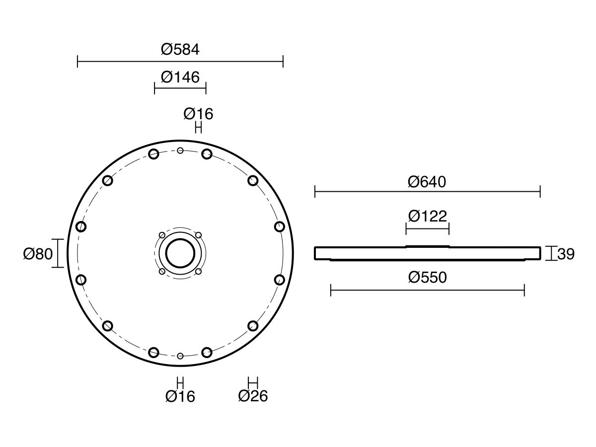 Dimax Mild Steel Offtake Flange PN16 B7 (B5) Fusion Coated DN 450mm x ...