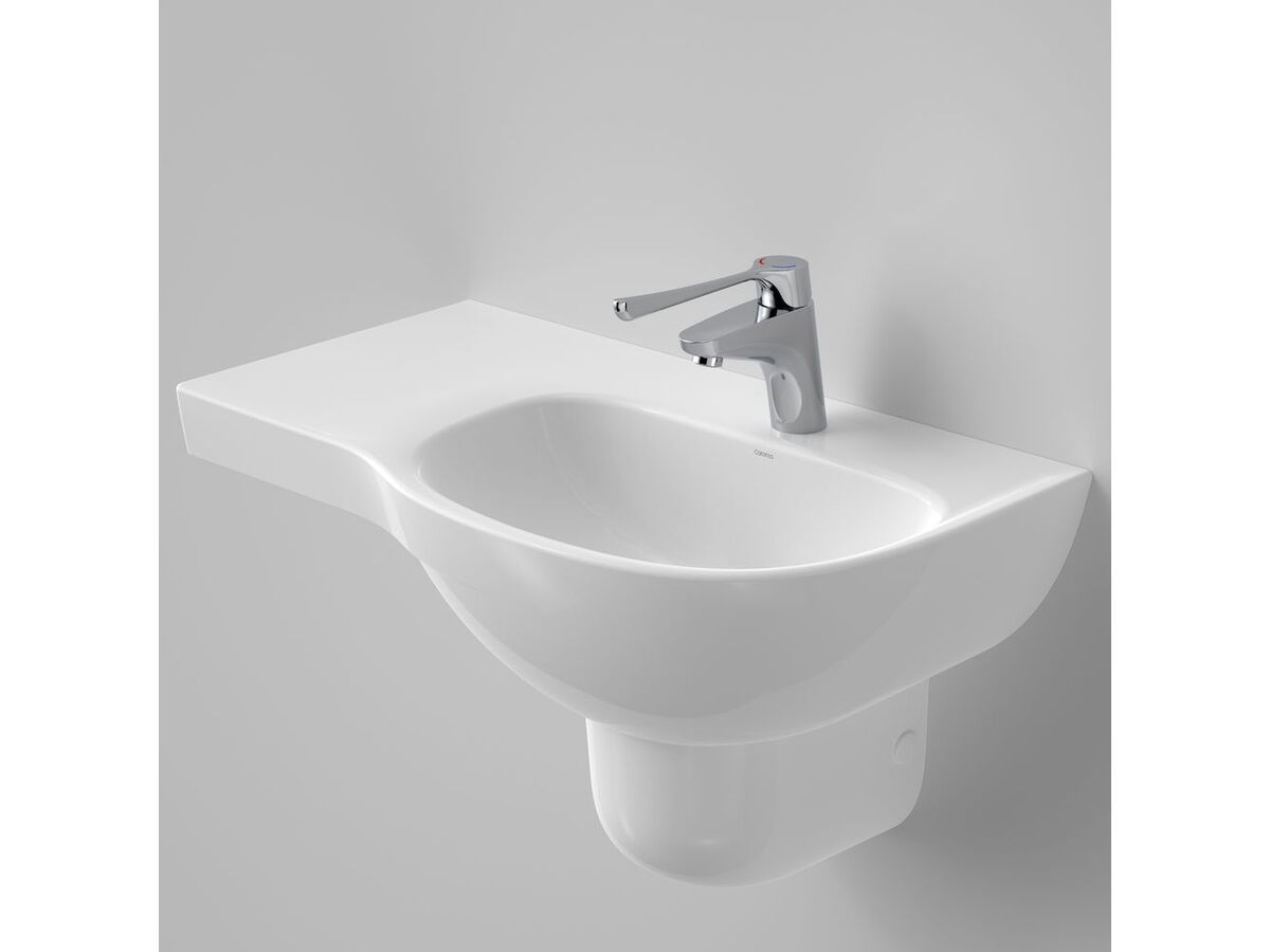 Caroma Care 700 Wall Basin left Hand Shelf 1 Taphole No Overflow White ...