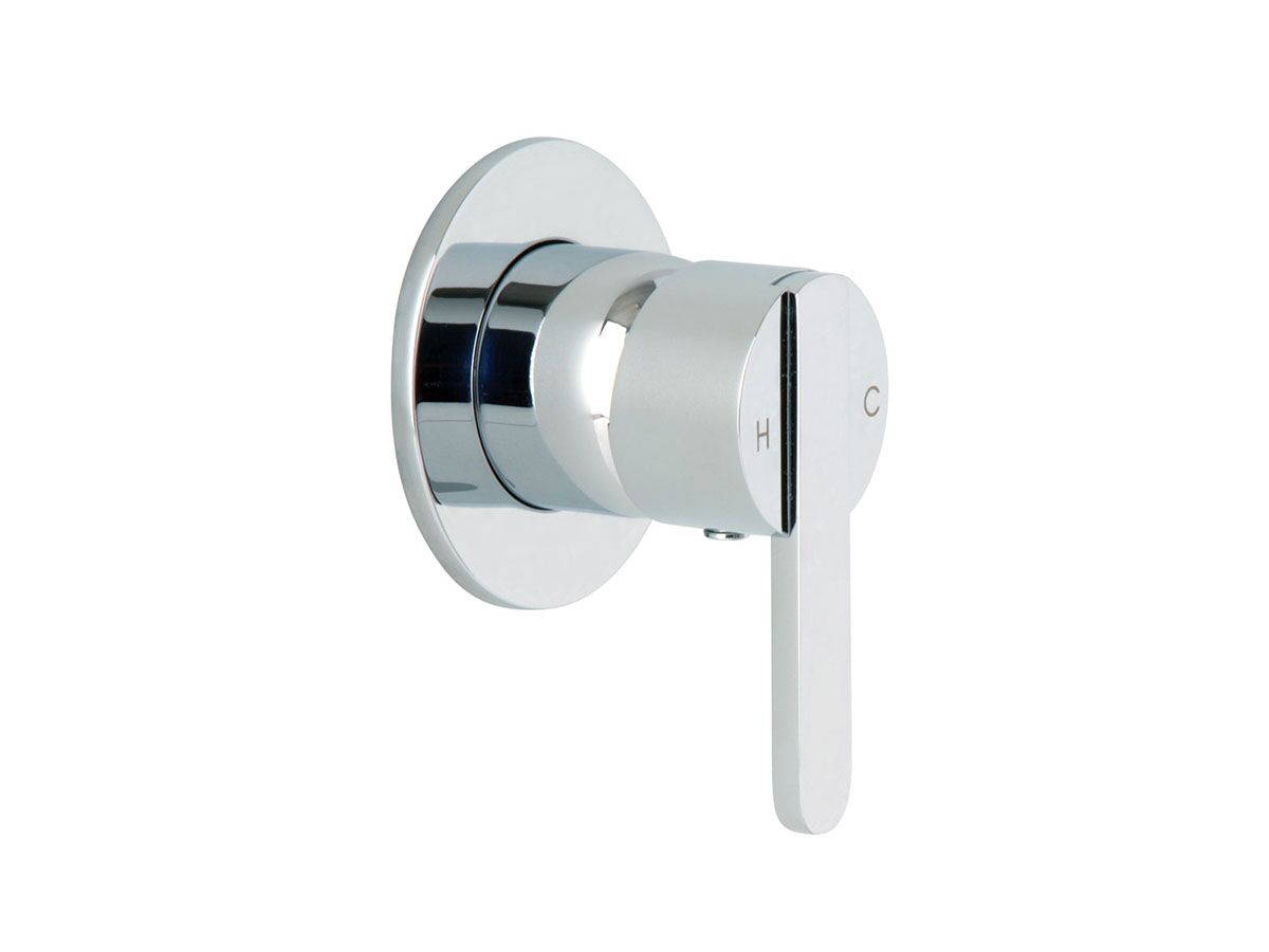 Luka Shower Mixer Tap with Round Solid Backplate Chrome from Reece